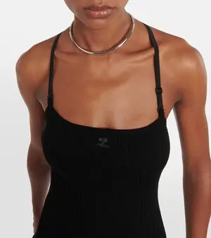 COURREGES Courrèges Ribbed-knit Mini Dress - Black