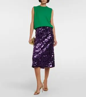 Plan C Sequined Midi Skirt
