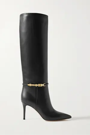GIANVITO ROSSI Glove 85 Embellished Leather Knee Boots