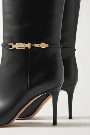 GIANVITO ROSSI Glove 85 Embellished Leather Knee Boots