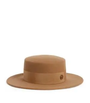 MAISON MICHEL Maison Michel Wool Felt Fedora Brown