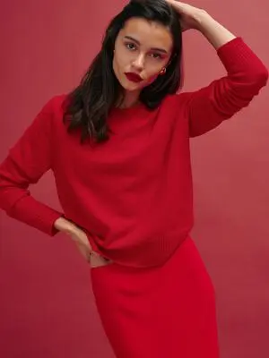 REFORMATION Dana Cashmere Crew Sweater Cherry