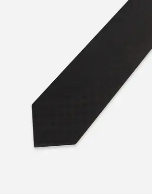 Dolce & Gabbana Silk Jacquard Tie With Dg Logo - Black