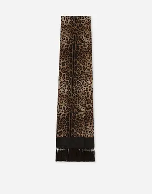 Dolce & Gabbana Leopard-print Silk Scarf With Fringing