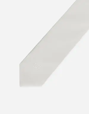 Dolce & Gabbana 6-cm Silk Martini Tie With Dg Logo Embroidery - White