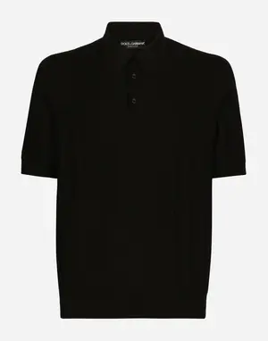 Dolce & Gabbana Silk Jacquard Polo-shirt With Dg Logo - Black