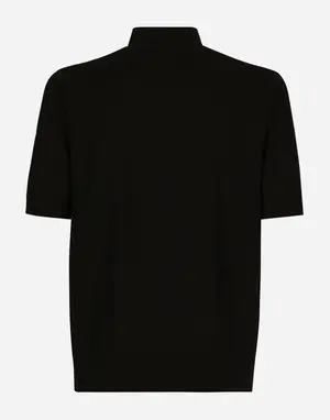 Dolce & Gabbana Silk Jacquard Polo-shirt With Dg Logo - Black