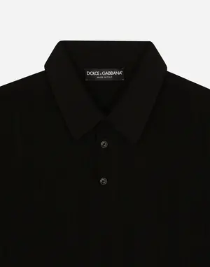 Dolce & Gabbana Silk Jacquard Polo-shirt With Dg Logo - Black