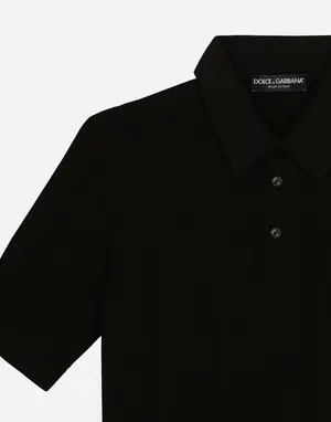 Dolce & Gabbana Silk Jacquard Polo-shirt With Dg Logo - Black