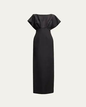 Carolina Herrera Silk Column Gown With Boatneck - Black
