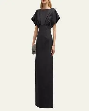 Carolina Herrera Silk Column Gown With Boatneck - Black