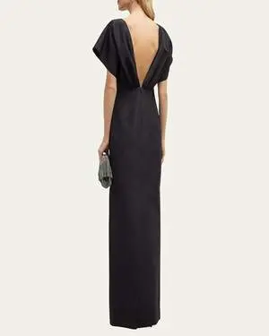 Carolina Herrera Silk Column Gown With Boatneck - Black