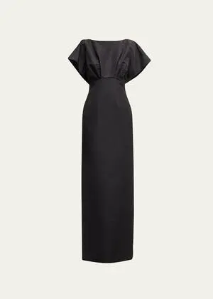 Carolina Herrera Silk Column Gown With Boatneck - Black