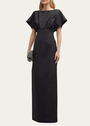 Carolina Herrera Silk Column Gown With Boatneck - Black