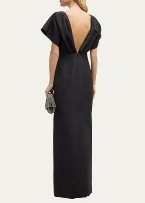 Carolina Herrera Silk Column Gown With Boatneck - Black