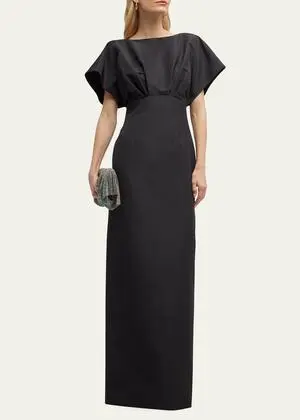 Carolina Herrera Silk Column Gown With Boatneck - Black