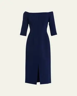 Carolina Herrera Off-shoulder Midi Dress - Midnight