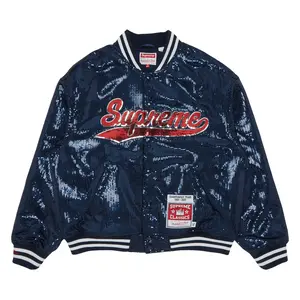 Supreme X Mitchell & Ness Sequin Varsity Jacket - Blue