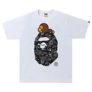 A BATHING APE Space Camo Milo On Big Ape Tee - White