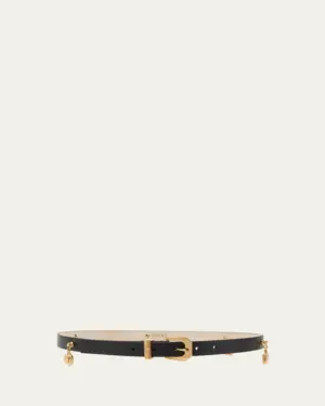 Versace H20 Medusa Charm Leather Belt - Black Versace Gold