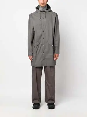 Rains Hooded Stud-fastening Raincoat
