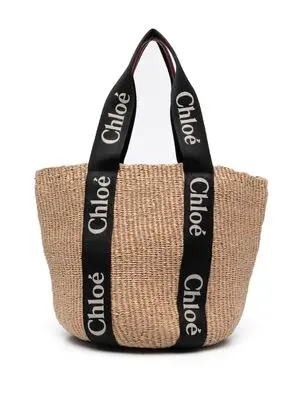 Chloé Woody Logo-strap Tote Bag - Neutrals