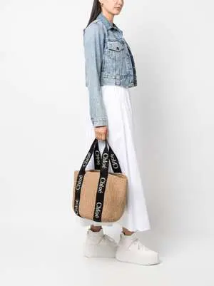 Chloé Woody Logo-strap Tote Bag - Neutrals