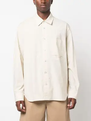 SOLID HOMME Logo-embroidered Cotton Shirt