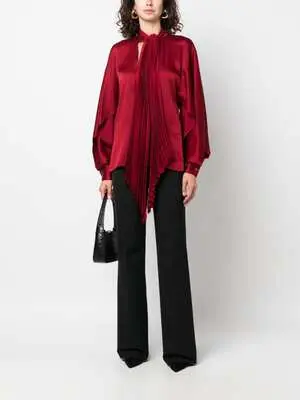 DEL CORE Pleated Pussy-bow Blouse