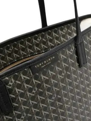 Tory Burch Monogrammed Logo Tote - Black