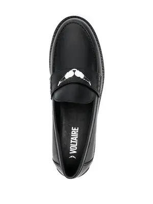 Zadig&Voltaire Wings-plaque Leather Loafers - Black