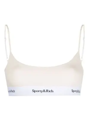 SPORTY & RICH Logo-underband Bandeau Bra - Neutrals