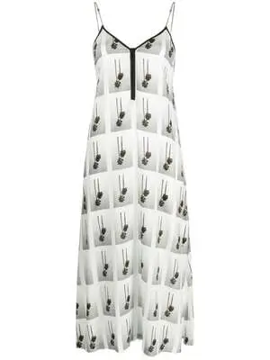 Palm Angels Palm Tree Print Midi Dress