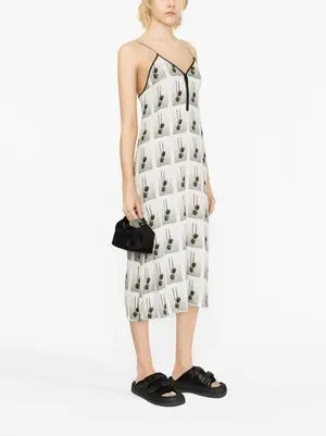 Palm Angels Palm Tree Print Midi Dress