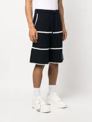 Palm Angels Monogram-embroidered Wool-blend Shorts