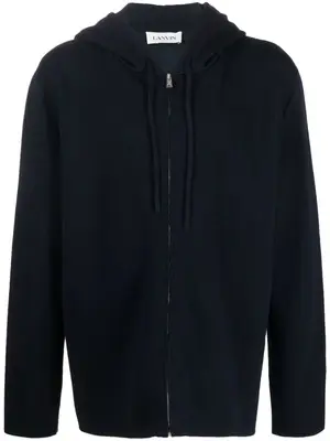 LANVIN Logo-embroidered Knit Wool-blend Hoodie