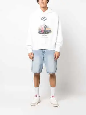Palm Angels Palm Tree-print Hoodie - White