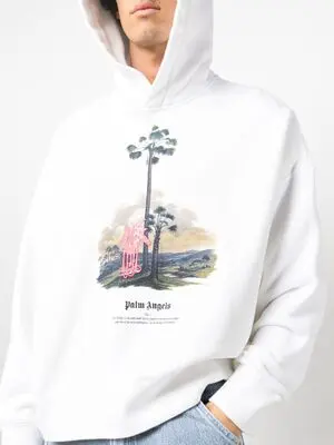 Palm Angels Palm Tree-print Hoodie - White