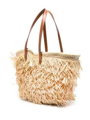 Palm Angels Palm-appliqué Raffia Tote