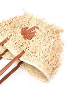 Palm Angels Palm-appliqué Raffia Tote