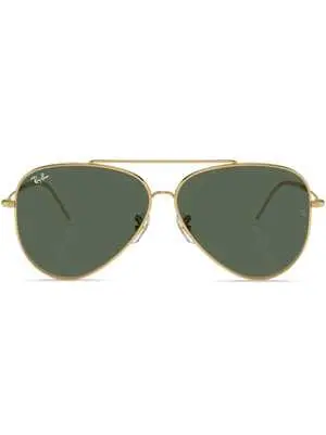 Ray-ban Reverse Collection Double-bridge Pilot Sunglasses - Gold