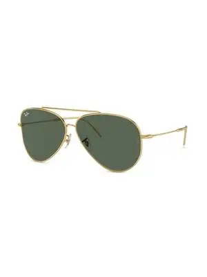 Ray-ban Reverse Collection Double-bridge Pilot Sunglasses - Gold