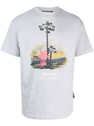Palm Angels Graphic-print Cotton T-shirt - Grey