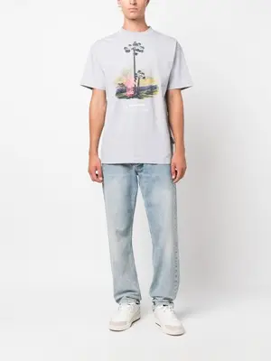 Palm Angels Graphic-print Cotton T-shirt - Grey