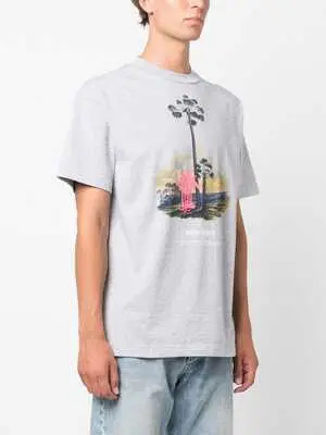 Palm Angels Graphic-print Cotton T-shirt - Grey
