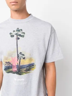 Palm Angels Graphic-print Cotton T-shirt - Grey