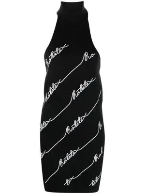 ROTATE BY BIRGER CHRISTENSEN Sequin Logo-embellished Halterneck Minidress