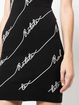 ROTATE BY BIRGER CHRISTENSEN Sequin Logo-embellished Halterneck Minidress