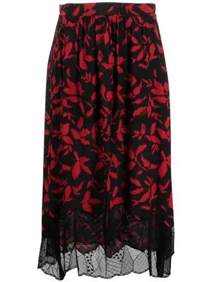 Zadig&Voltaire Joslin Leaf-print Midi Skirt