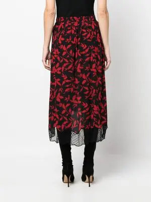 Zadig&Voltaire Joslin Leaf-print Midi Skirt